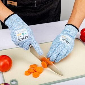 Kebada Cut Resistant Gloves, 100% Food Grade Cutting Gloves, ANSI A4 Protection Anti Cut Gloves; Glass-Free and Steel-Free, Level 5 Knife Gloves C4, Large