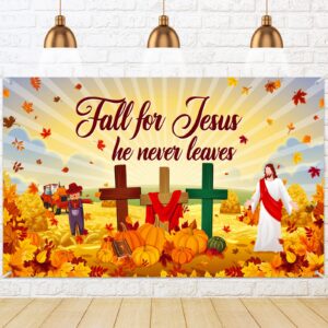 fall for jesus backdrop pumpkin autumn banner maple leaf bible decoration christian religion polyester background thanksgiving party supplies holiday photo booth prop indoor outdoor