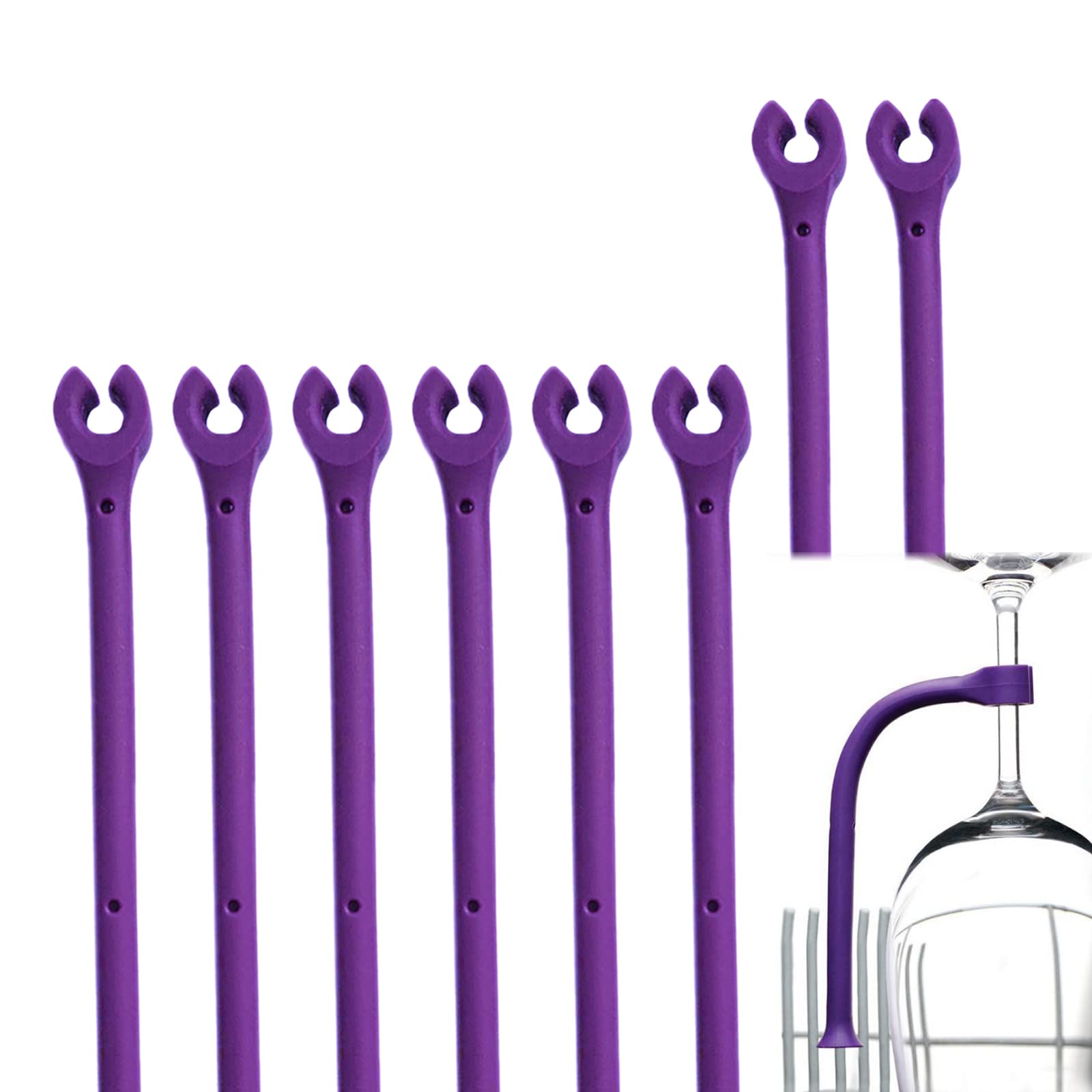 HJYZY 8 pcs Silicone Wine Glass Rack, Purple, Adjustable