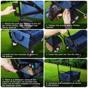 VOONKE Wagon Handle,Trolley Handle for Folded Wagon with Square Frame Wagon Folding Push Handle for Camping Wagon Stroller Attachment Compatible(not Included Wagon)