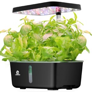 hydroponics growing system, 8 pods desktop hydroponic garden with custom spectrum led grow light for indoor plants, ultra-quiet automatic cycle planting herb garden kit with water pump for home office