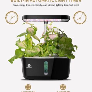 Hydroponics Growing System, 8 Pods Desktop Hydroponic Garden with Custom Spectrum LED Grow Light for Indoor Plants, Ultra-quiet Automatic Cycle Planting Herb Garden Kit with Water Pump for Home Office