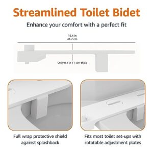 Amazon Basics Nonelectrical Bidet Attachment for Toilet with Water Adjustment, Slim, 16.42" x 4.61" x 3.5"