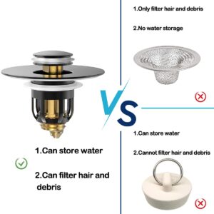 MUAIOLAUS Universal Bathroom Sink Stopper, Pop Up Sink Stopper with Basket Hair Catcher, Anti Clogging Sink Drain Filter for 1.06"-1.65" Drain Holes