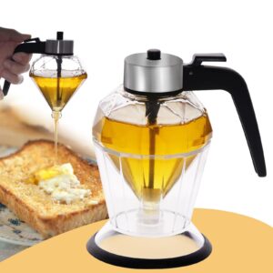 fkksparkler honey dispenser no drip glass with stand maple syrup dispenser glass 6.8 oz honey jar honey pot apply to olive oil syrup sauce for kitchen coffee bar upgraded.