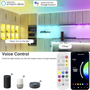 Round RGB Multicolor Dimmable LED Cabinet Lighting Counter Showcase Kitchen Lighting Fixture Compatible with Alexa, Echo, Google Home (no hub Required) with Remote Controlntrol (6 Lights Kit)