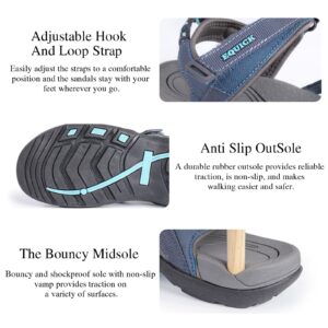 EQUICK Women Hiking Sandals Comfortable Walking Hook Loop Strap Sandals Beach Vacation Casual Sport Sandal U222BZNLX594.DE-Dark.Blue-8