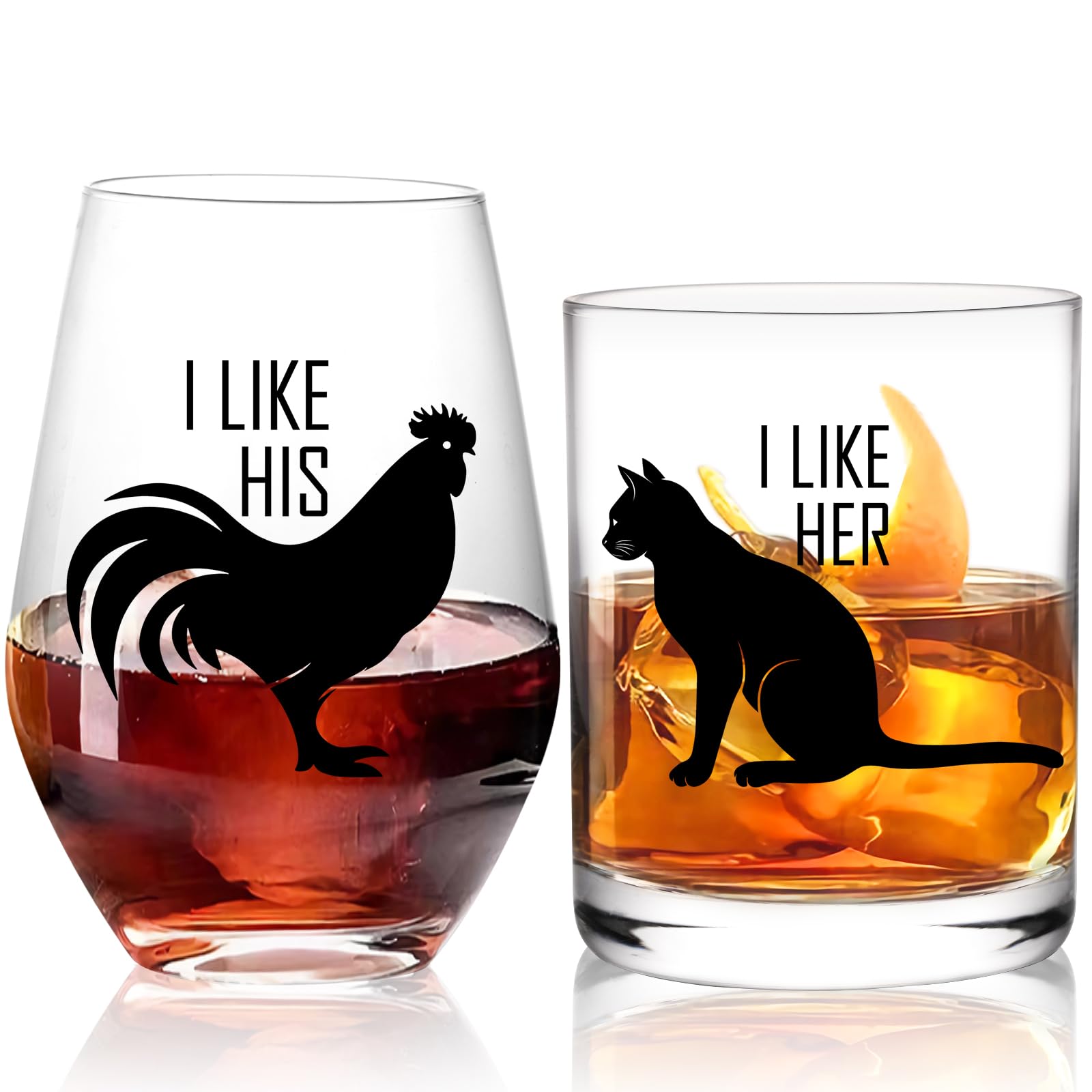 comfit Wedding Gift for Couples2024【ROOSTER/CAT GAG GLASSES】 Anniversary Present/Gift for Couples, Bridal Shower Gift for Women Bride,White Elephant Gift【Gag/Funny】 Engagement Gift for Couples