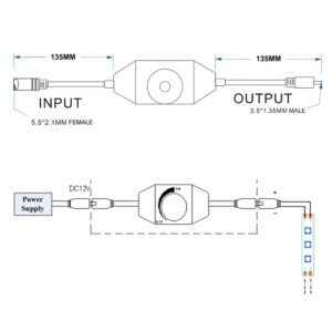 [3 Pack] KEYGMA LED Strip Light Dimmer, DC 12V-24V Dimmer Switch for Strip Lights 2835 3528 5050 5630 5730 3014, Single Color