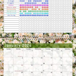 2024 Monthly Desktop/Wall Calendar/Planner - Habit Tracker - Daily, Weekly & Monthly Goal Motivational Habit Tracking Journal Inspirational - (Edition #023)