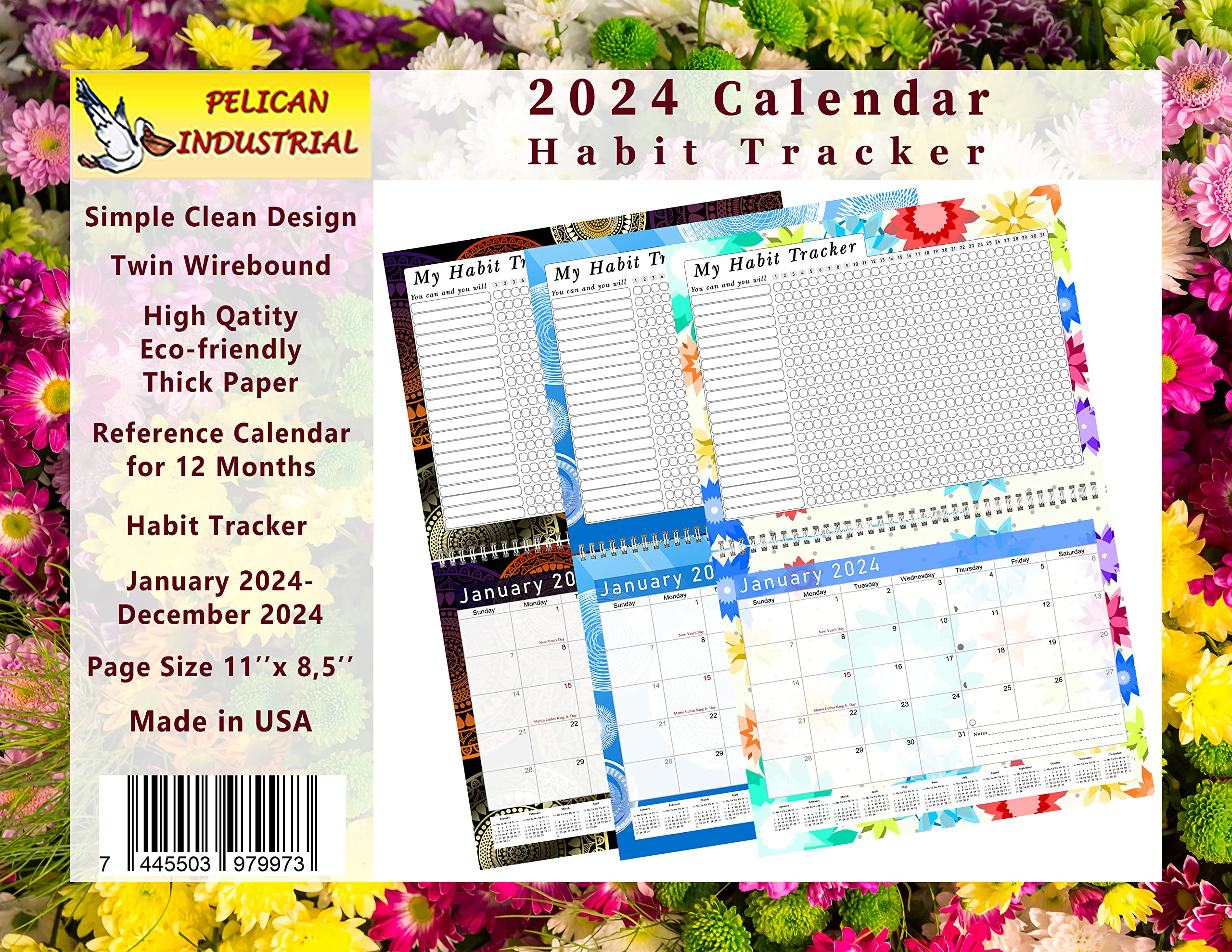 2024 Monthly Desktop/Wall Calendar/Planner - Habit Tracker - Daily, Weekly & Monthly Goal Motivational Habit Tracking Journal Inspirational - (Edition #023)