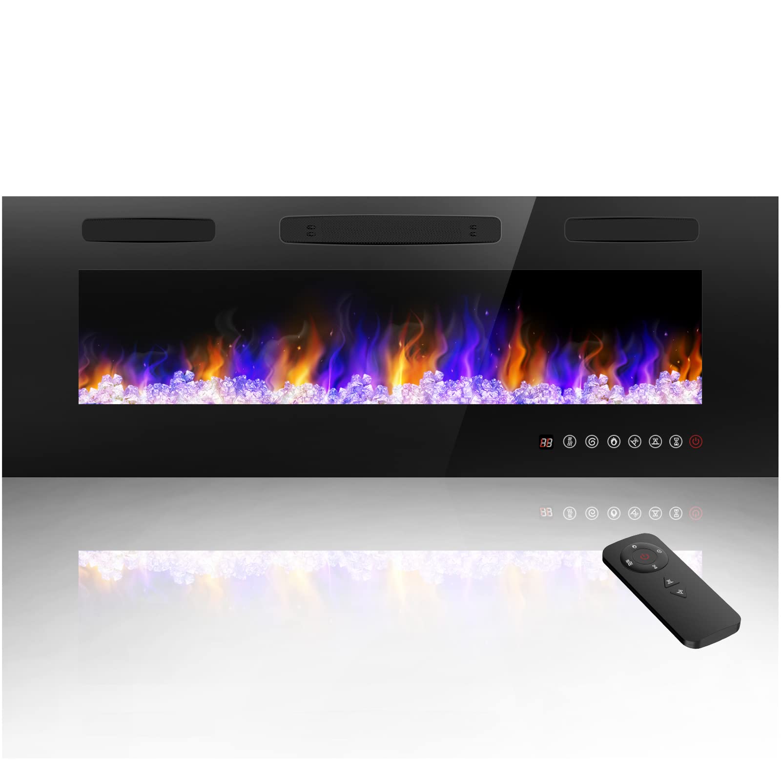 ANDAXIN Recessed and Wall Mounted 50" Electric Fireplace, Wall Fireplace Electric with Remote Control and Timer, Adjustable Flame Color and Speed, Touch Screen, 750-1500W, Black