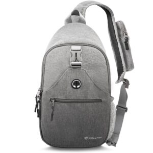 kellyon sling bag crossbody sling backpack travel hiking casual daypack chest bag for men women, gray