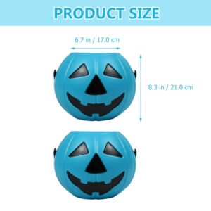 Ipetboom Plastic Pumpkin Halloween Pumpkin Bucket, 2pcs Trick or Treat Pumpkin Bucket Halloween Pumpkin Candy Bucket Pumpkin Candy Holder with Handles Plastic Pumpkin Bucket