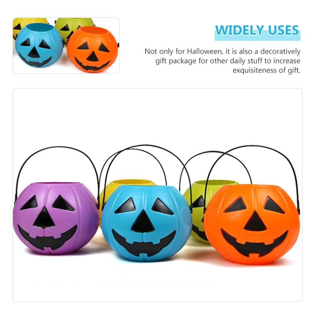 Ipetboom Plastic Pumpkin Halloween Pumpkin Bucket, 2pcs Trick or Treat Pumpkin Bucket Halloween Pumpkin Candy Bucket Pumpkin Candy Holder with Handles Plastic Pumpkin Bucket