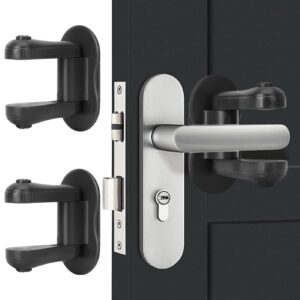 bisivio child proof door lever lock, 2 pack door locks for kids safety, door knob child proof, baby proofing, 3m adhesive, door handle child proof, baby safety locks for toddlers (black)