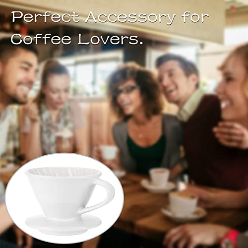 ELLDOO Ceramic Pour Over Coffee Dripper, Coffee Dripper Cone Brewer, Pour Over Cone Coffee Maker Slow Brewing Accessories for Home Office Cafe, 1 Cup Size, White