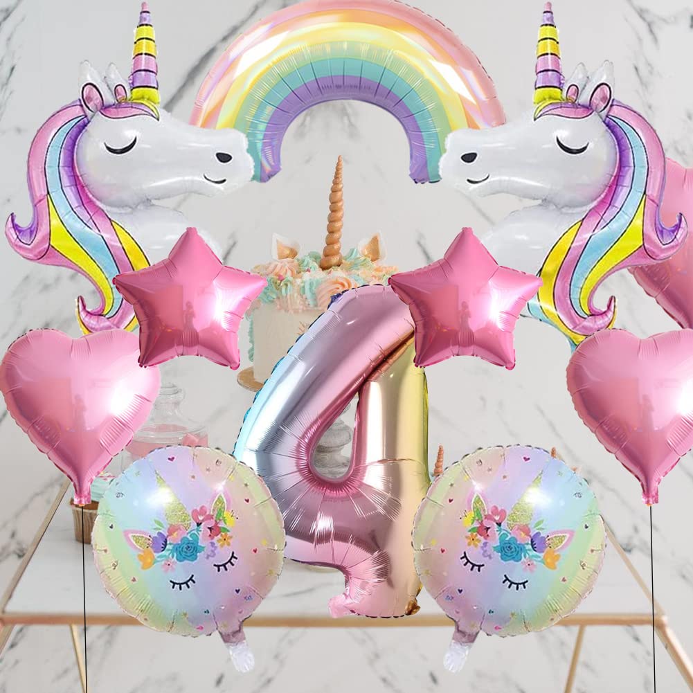 Unicorn Balloons Unicorn Birthday Party Decorations for Girls Foil Balloons Set Macaron and Rainbow Balloon Wedding Baby Shower Party Supplie (number 4)