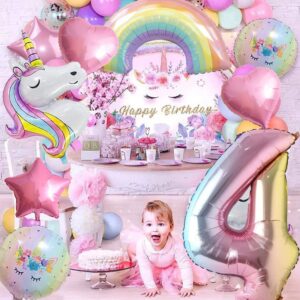 Unicorn Balloons Unicorn Birthday Party Decorations for Girls Foil Balloons Set Macaron and Rainbow Balloon Wedding Baby Shower Party Supplie (number 4)