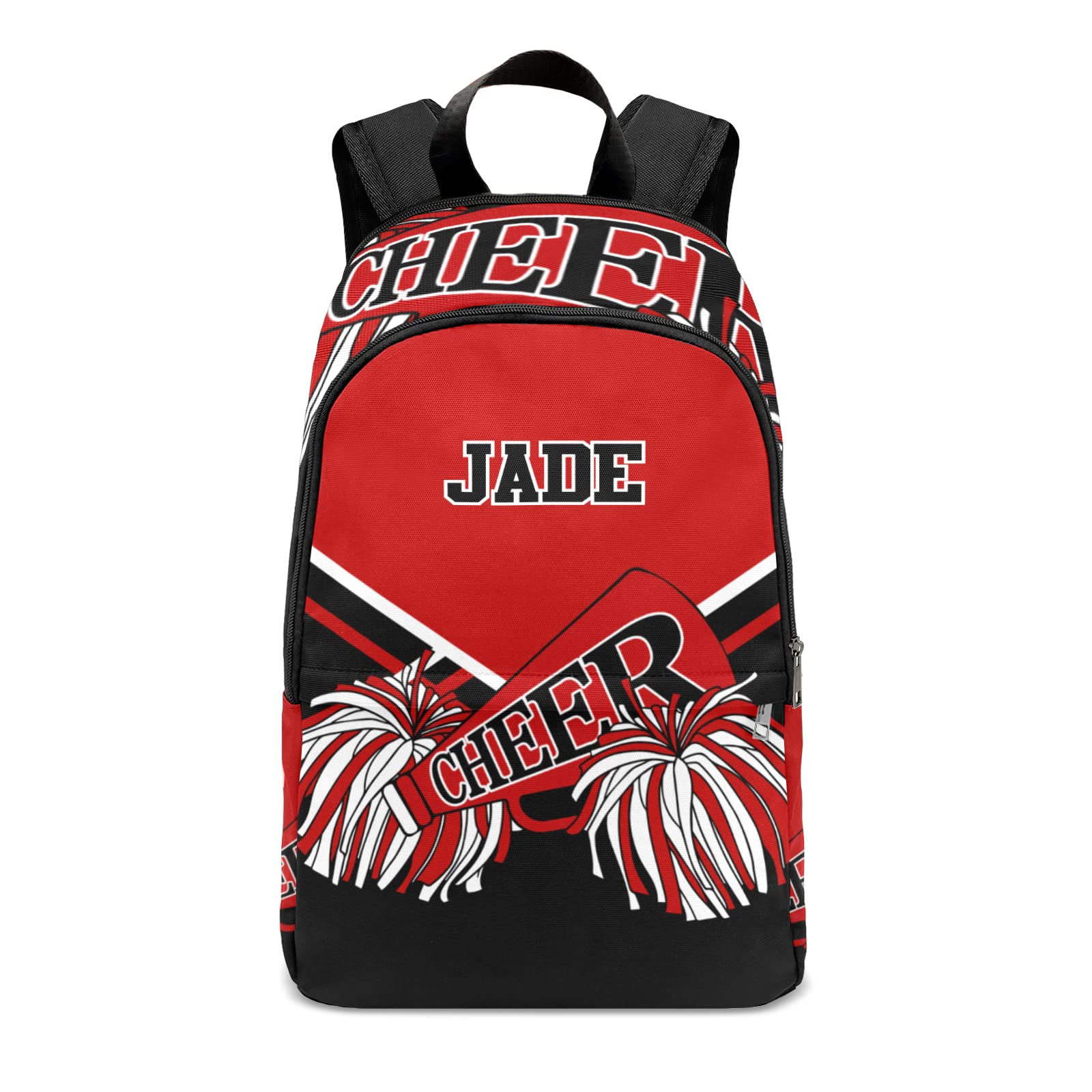 Cheer Red Black Cheerleader Backpack Laptop Bag Shoulder for Hiking Adult Birthday Holiday Gift, 11.8''(L) x 5.51''(W) x 17.72''(H)