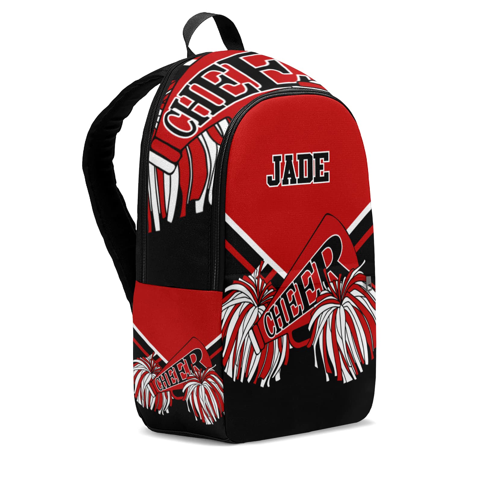 Cheer Red Black Cheerleader Backpack Laptop Bag Shoulder for Hiking Adult Birthday Holiday Gift, 11.8''(L) x 5.51''(W) x 17.72''(H)