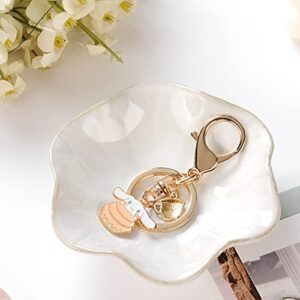 jamend clxp lotus leaf shape ring holder dish, small key bowl, ceramic trinket tray jewelry dish organizing necklace earrings for mom friend sister, white. all jewelries are not included.