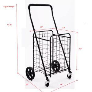 Mount Plus SF-118 Grocery Utility Shopping Cart with Dual Swivel Wheels | Easily Collapsible and Portable to Save Space and Heavy Duty | Rolls Smoothly on Streets, Store, Sidewalks and Indoors