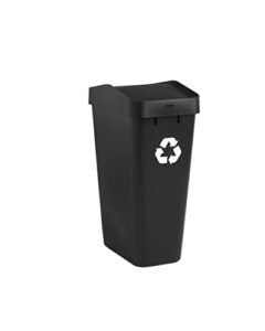 rubbermaid swing top recycling container for home and kitchen, easy access disposal and slim modern recycle bin with lid, 12.2 gallon capacity, black