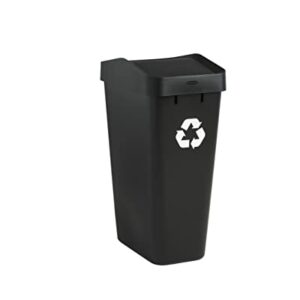 Rubbermaid Swing Top Recycling Container for Home and Kitchen, Easy Access Disposal and Slim Modern Recycle Bin with Lid, 12.2 Gallon Capacity, Black