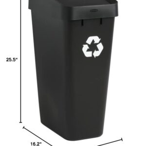 Rubbermaid Swing Top Recycling Container for Home and Kitchen, Easy Access Disposal and Slim Modern Recycle Bin with Lid, 12.2 Gallon Capacity, Black