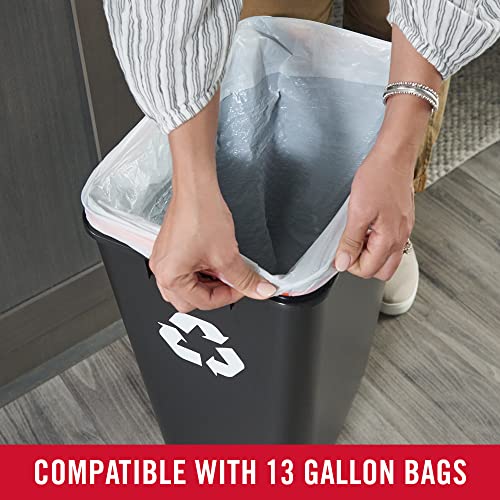 Rubbermaid Swing Top Recycling Container for Home and Kitchen, Easy Access Disposal and Slim Modern Recycle Bin with Lid, 12.2 Gallon Capacity, Black