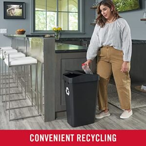 Rubbermaid Swing Top Recycling Container for Home and Kitchen, Easy Access Disposal and Slim Modern Recycle Bin with Lid, 12.2 Gallon Capacity, Black