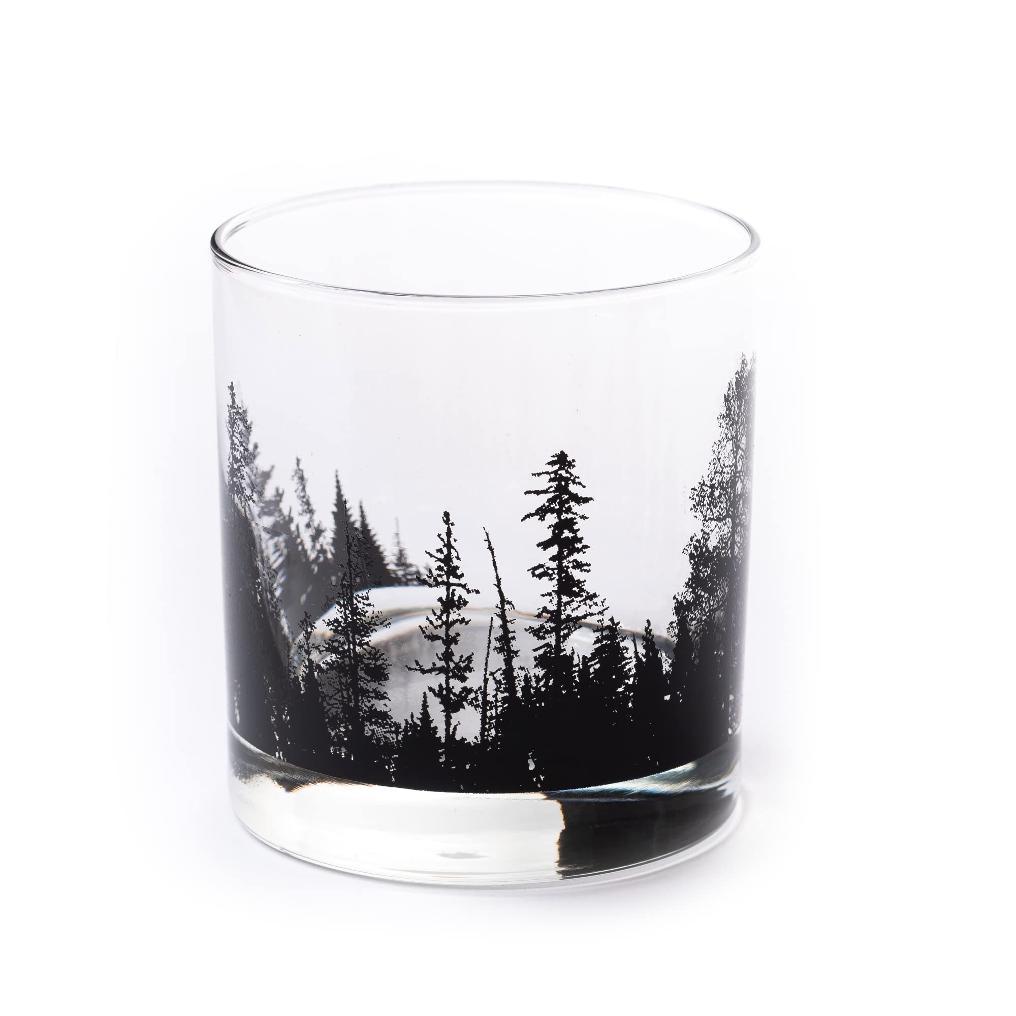 Black Lantern Handmade Whiskey Glasses - Unique Themed Cocktail & Everyday Use Drinking Glasses, Perfect for Outdoor Enthusiasts & Nature Lover (One 11oz. Glass) Forest Landscape Design