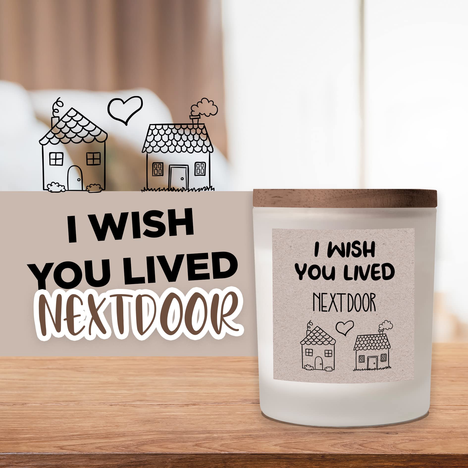 Veracco I Wish You Lived Next Door Candle Birthday Gifts for Her Him Women, Mom, Sister, Bestfriends, Coworkers Gifts- Relaxing Gifts, BFF Gifts (Lavender)