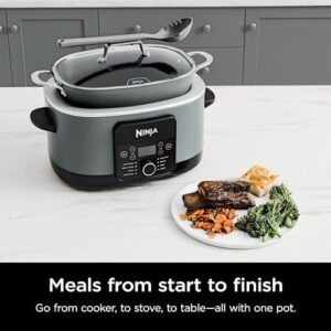 Ninja MC1001 Foodi PossibleCooker PRO 8.5 Quart Multi-Cooker, with 8-in-1 Slow Cooker, Pressure Cooker, Dutch Oven & More, Glass Lid & Integrated Spoon, Nonstick, Oven Safe Pot to 500°F, Sea Salt Grey (Renewed)