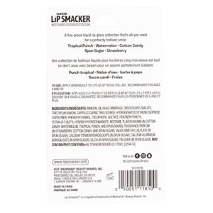 Lip Smacker Holiday Original & Best Flavored Lip Gloss Party Pack, Tropical Punch, Watermelon, Cotton Candy, Spun Sugar, Strawberry