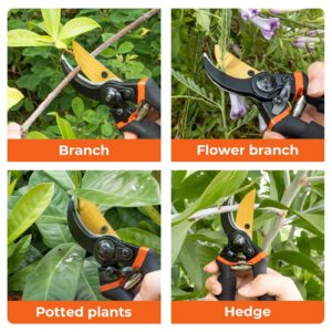 8" Professional Bypass Pruning Shears, Premium Titanium Garden Shears, Sharp Hand Pruner Secateurs, Hand Pruners, Garden Clippers Hedge Shears With Non-slip Handle Garden Tools