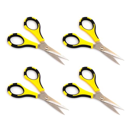 EK Tools Cutter Bee Scissors, 4 pack, Black and Yellow, Multi Pack Scissors for Fabric, Embroidery, Crafting, Herbs, Gardening, Office, Home, and All Purpose