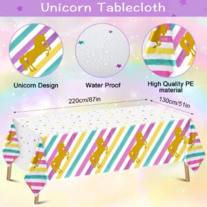 129Pcs Unicorn Theme Birthday Party Decorations Supplies For Girls,Rainbow Unicorn Balloon Garland Arch Kit With Unicorn Backdrop Tablecloth,Fringe Curtain Rainbow Gold Confetti Pink Purple Balloons