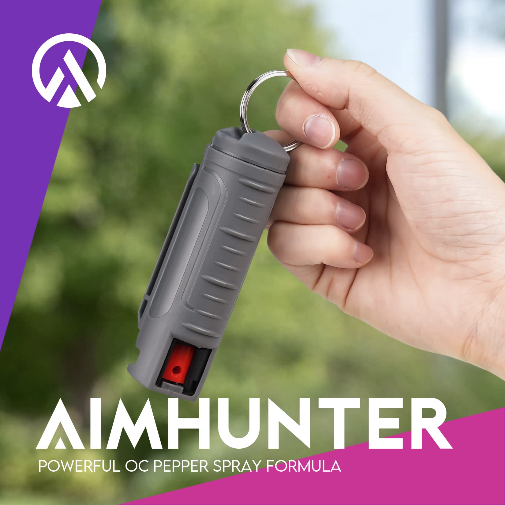 AIMHUNTER Pepper Spray Keychain - Maximum Strength for Easy and Outdoor (Black,Gray,Pink,Purple)