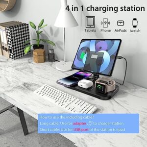 Wireless Charger 4 in 1 for Apple Charging Station for iPhone 15 Pro Max/14/13/12/11 AirPods Pro 2, iPad Stand Dock, Watch Charger for iWatch 9/8/7/6/SE, Charging Station for Apple Multiple Devices