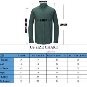 MGWDT Men's Dress Shirts Long Sleeve Oxford Button Down Shirt Classic-Fit Cotton Blouse Wrinkle Resistant Duck Green L 35