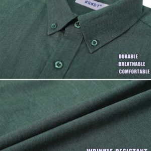 MGWDT Men's Dress Shirts Long Sleeve Oxford Button Down Shirt Classic-Fit Cotton Blouse Wrinkle Resistant Duck Green L 35