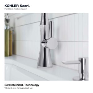 Kohler R28706-SD-CP Kaori Single Handle Kitchen Faucet with Pull Down Sprayer and Soap Dispenser, Polished Chrome