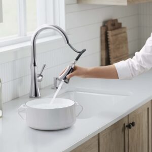 Kohler R28706-SD-CP Kaori Single Handle Kitchen Faucet with Pull Down Sprayer and Soap Dispenser, Polished Chrome