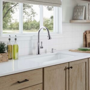 Kohler R28706-SD-CP Kaori Single Handle Kitchen Faucet with Pull Down Sprayer and Soap Dispenser, Polished Chrome