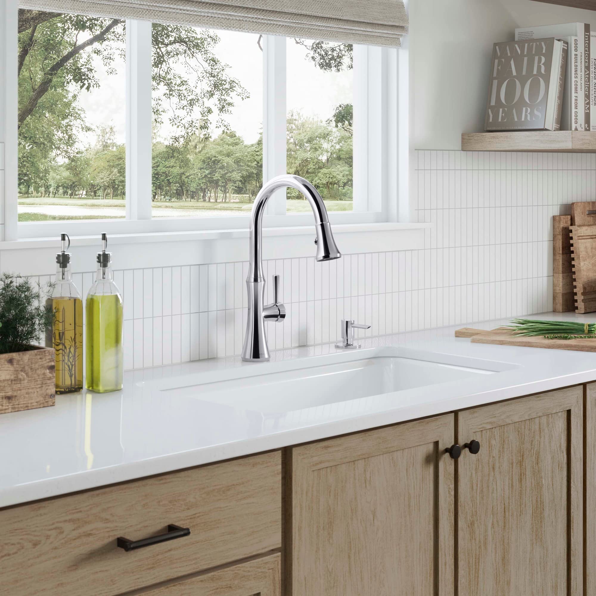 Kohler R28706-SD-CP Kaori Single Handle Kitchen Faucet with Pull Down Sprayer and Soap Dispenser, Polished Chrome