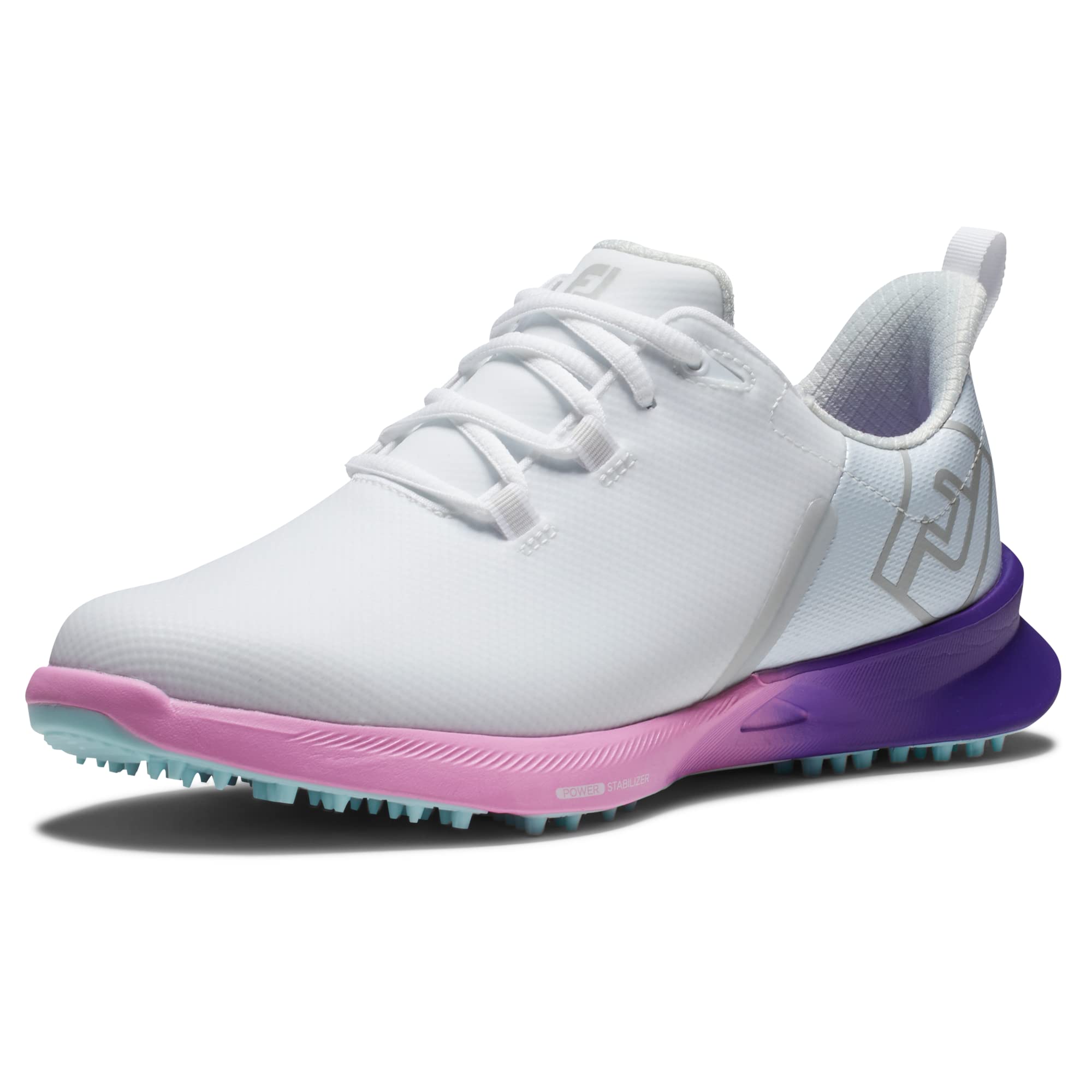 FootJoy Women's FJ Fuel Sport Golf Shoe, White/Pink/Purple, 8