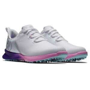 FootJoy Women's FJ Fuel Sport Golf Shoe, White/Pink/Purple, 8