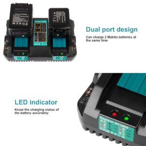 Dual Charging Ports Rapid Charger DC18RD for Makita Tools 14.4V-18V LXT Li-ion Battery BL1815 BL1820 BL1830 BL1850 BL1860 BL1840 BL1430 BL1415